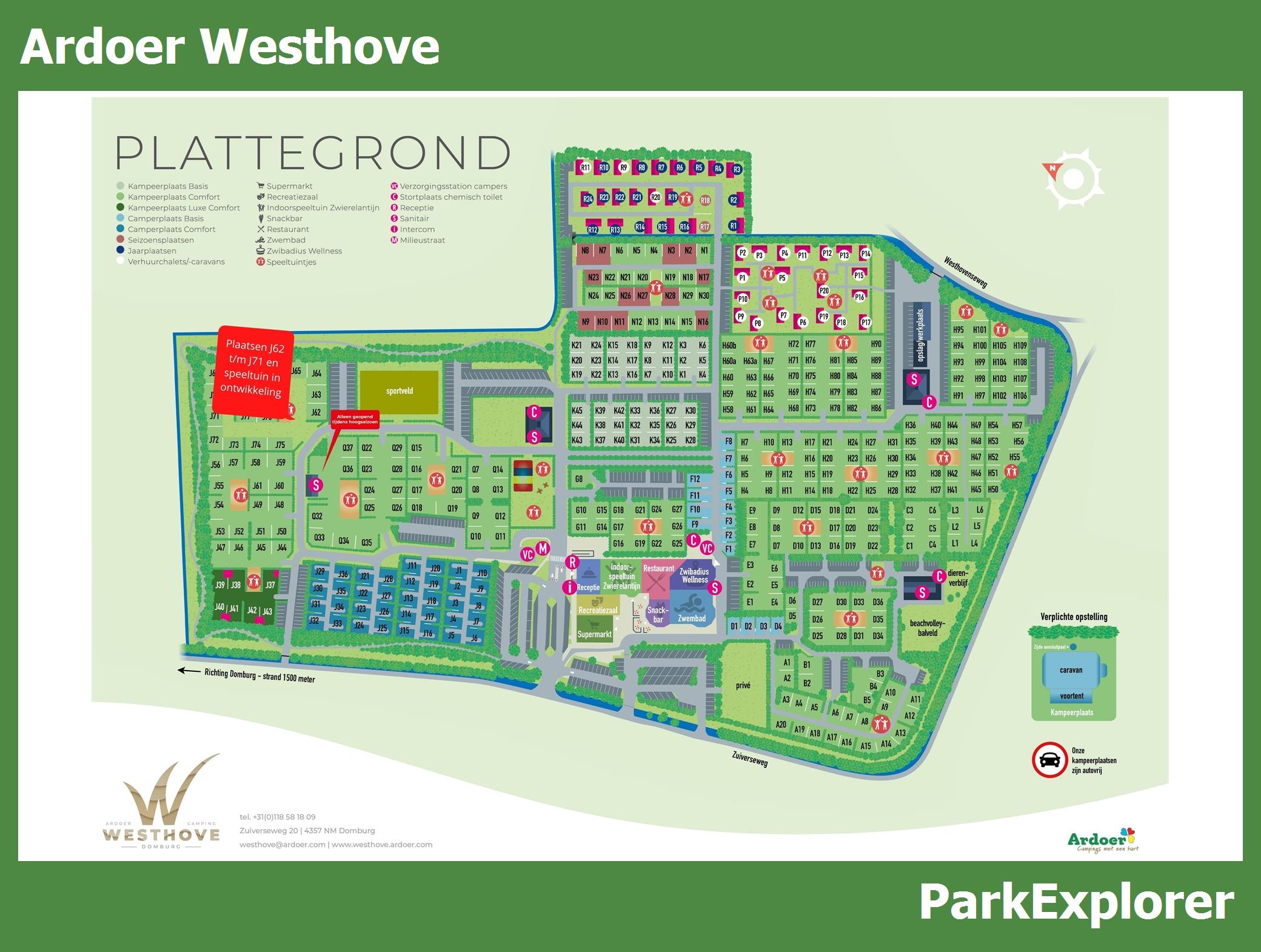 Plattegrond van Ardoer Westhove | CampingExplorer